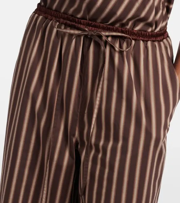JACQUES WEI Striped Cotton-blend Wide-leg Pants