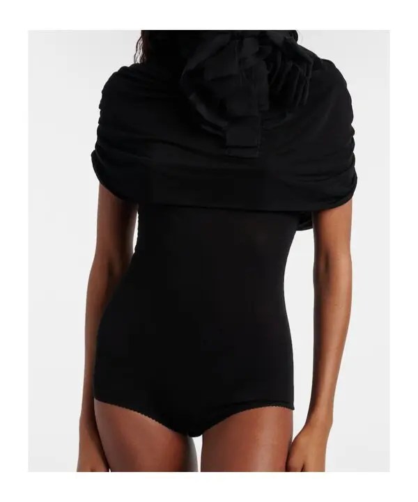 Magda Butrym Floral Appliqué Shawl-style Bodysuit