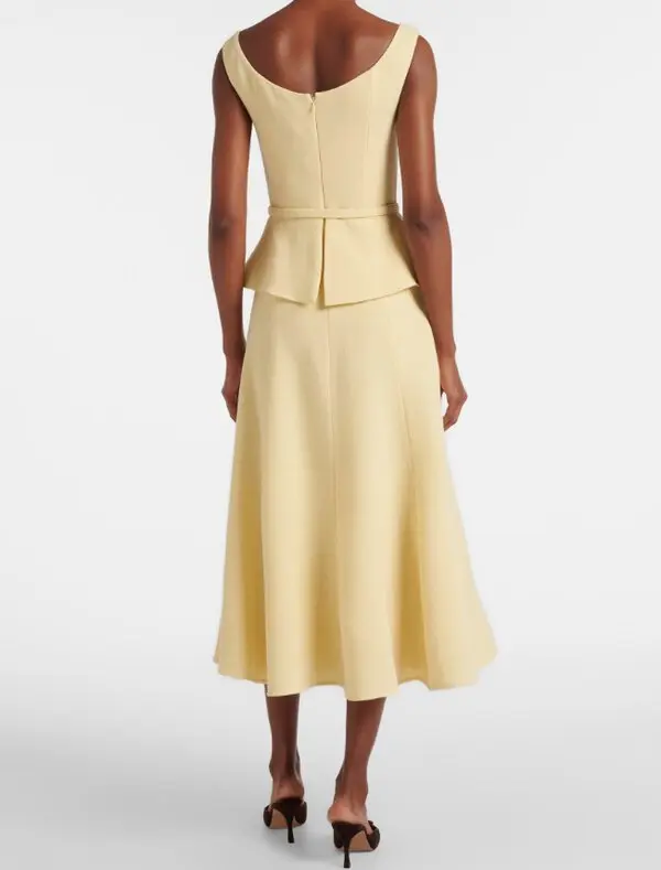 Roland Mouret Peplum Wool Crepe Midi Dress - Nude