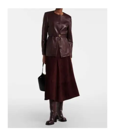 Nour Hammour Opera Leather Maxi Skirt