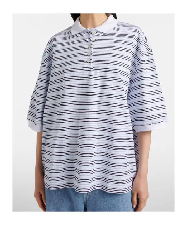 RÓHE Striped Oversized Cotton Polo Shirt