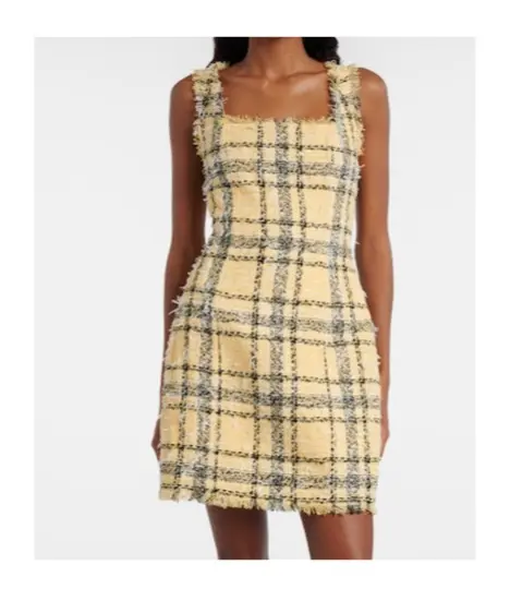Balmain Checked Sequined Tweed Minidress