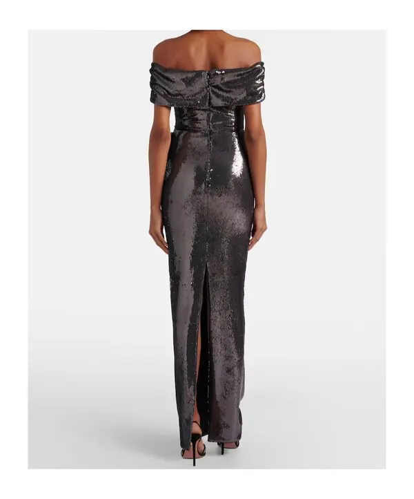 Roland Mouret Off-the-shoulder Floral Appliqué Detail Gown