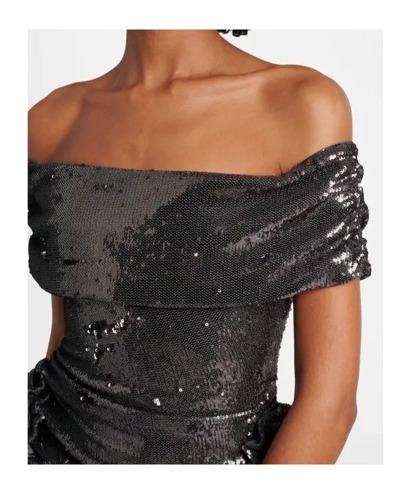 Roland Mouret Off-the-shoulder Floral Appliqué Detail Gown
