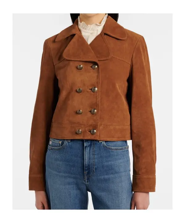 NILI LOTAN Cassidy Cropped Suede Jacket