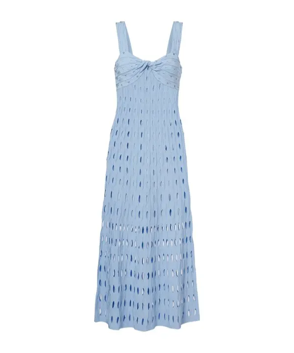 Simkhai Sleeveless Knitted Midi Dress With Knotted Detail - Blue
