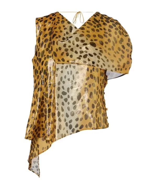 JACQUES WEI Silk-blend Lamé Top