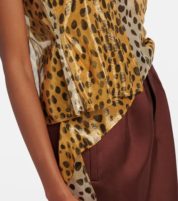 JACQUES WEI Silk-blend Lamé Top