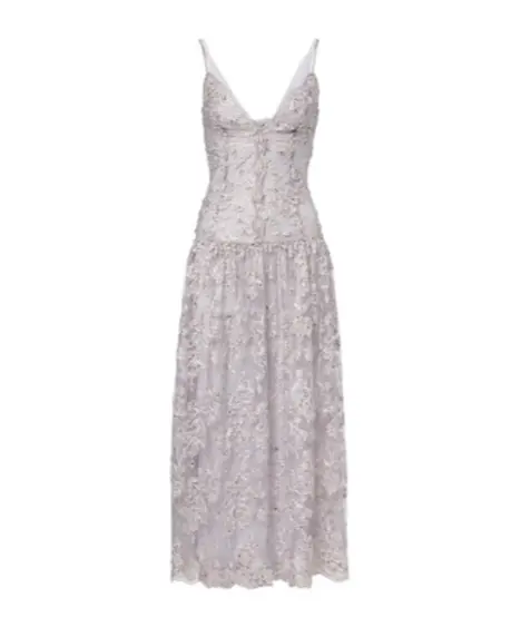 JACQUES WEI Embellished Lace Cocktail Dress