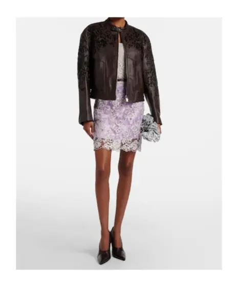 JACQUES WEI Embellished Lace Miniskirt