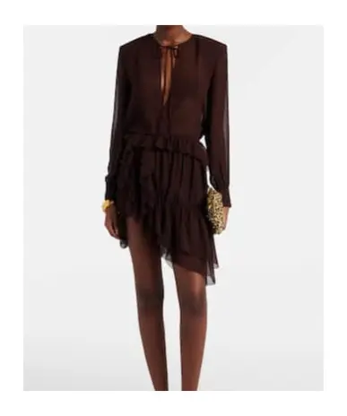 JACQUES WEI Ruffled Asymmetric Minidress