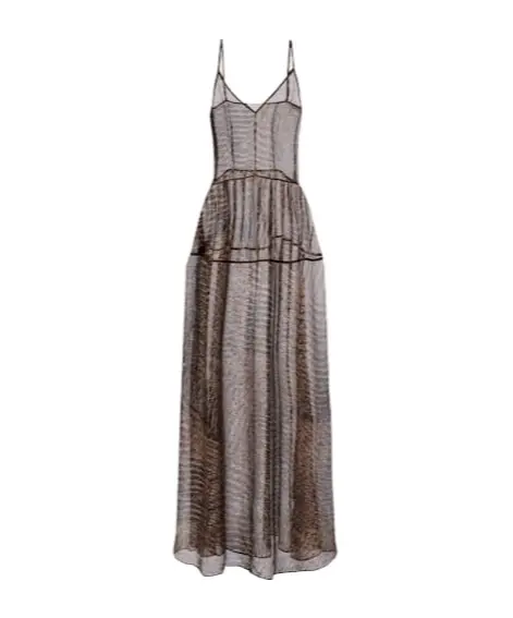 JACQUES WEI Printed Semi-sheer Silk Maxi Dress
