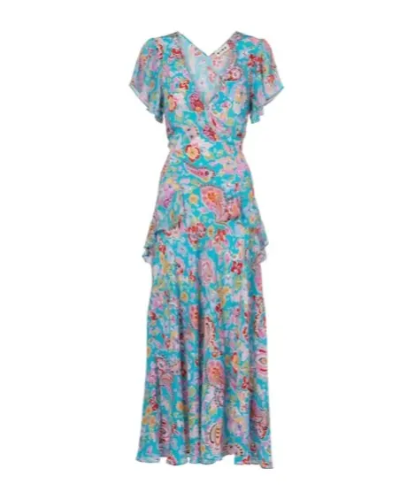 Rixo Evie Silk Crêpe De Chine Midi Dress - Blue