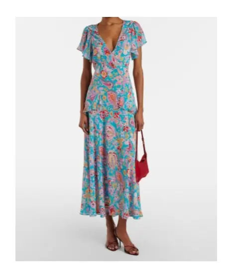 Rixo Evie Silk Crêpe De Chine Midi Dress