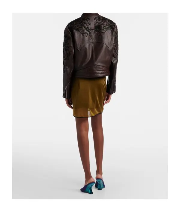 JACQUES WEI Beaded Floral Miniskirt