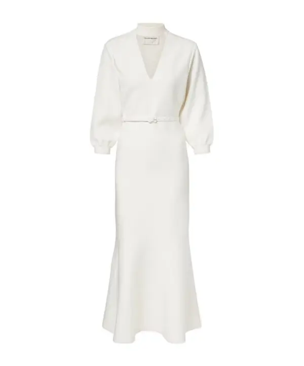 Roland Mouret Cutout Knitted Belted Midi Dress - White