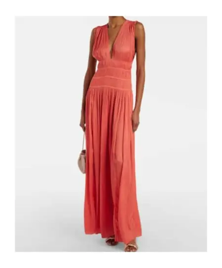 Ulla Johnson Tasneem Plissé Satin Gown