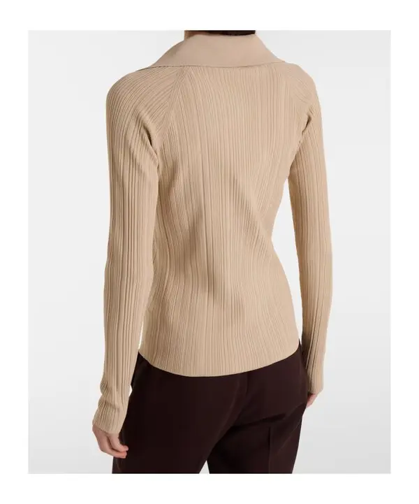 JOSEPH Chelia Ribbed-knit Polo Sweater