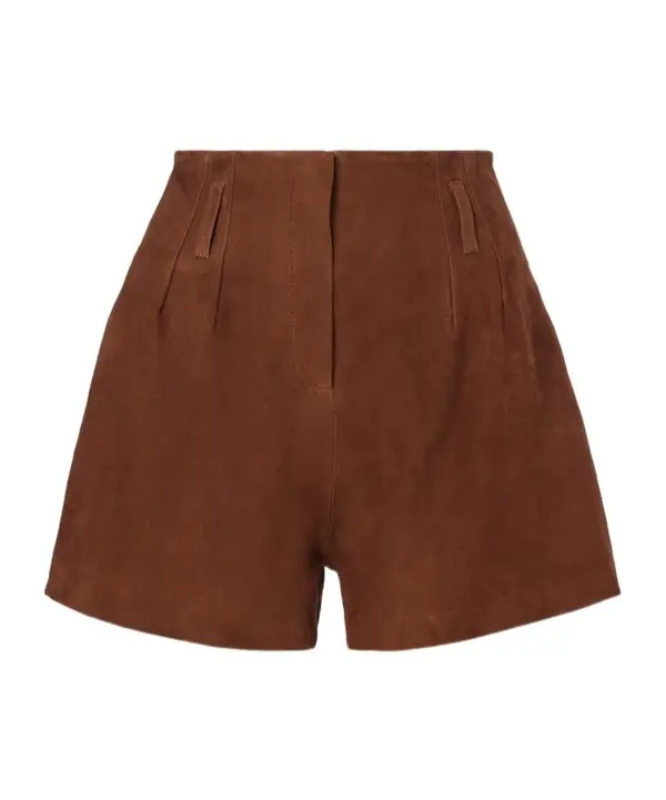 THE FRANKIE SHOP Lise Suede Shorts - Brown