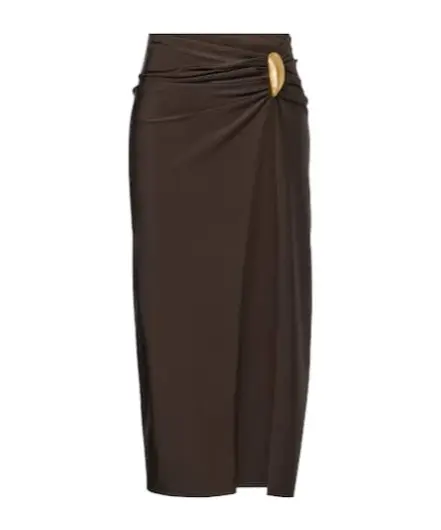 Simkhai Eiana Appliqué Ruched Midi Skirt - Black