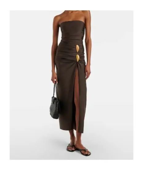 Simkhai Eiana Appliqué Ruched Midi Skirt