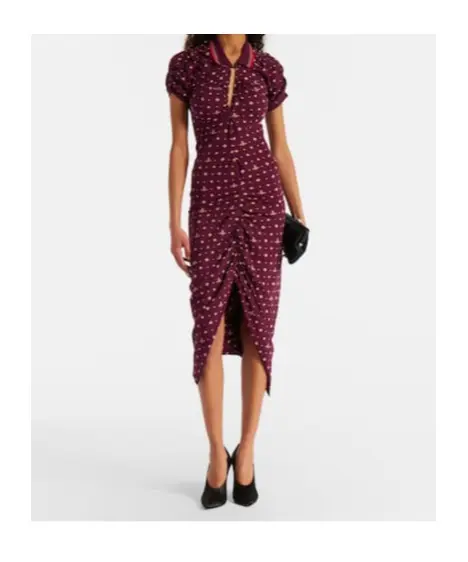 VIVIENNE WESTWOOD Pulling Printed Ruched Cotton Midi Dress