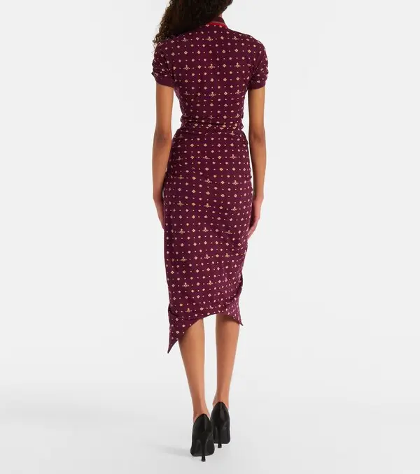 VIVIENNE WESTWOOD Pulling Printed Ruched Cotton Midi Dress