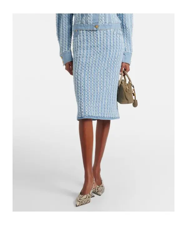 Nina Ricci Striped Denim Pencil Skirt