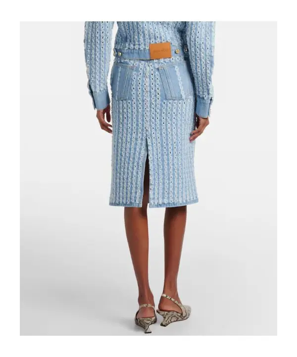 Nina Ricci Striped Denim Pencil Skirt
