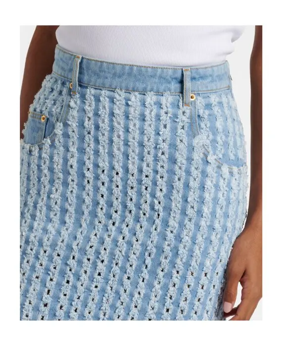 Nina Ricci Striped Denim Pencil Skirt
