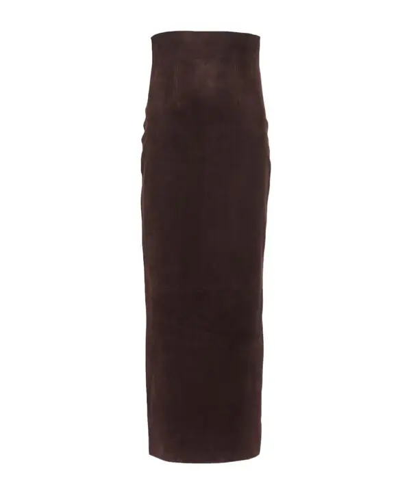 Khaite Loxley Suede Pencil Skirt
