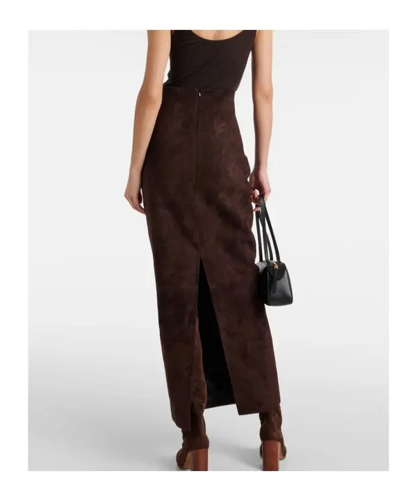 Khaite Loxley Suede Pencil Skirt