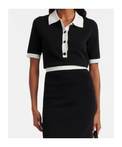 Nina Ricci Ribbed-knit Polo Shirt