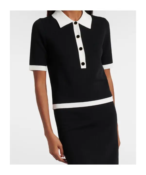 Nina Ricci Ribbed-knit Polo Shirt