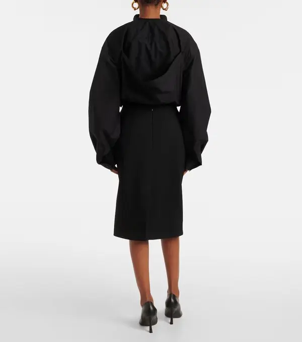 Balenciaga Hourglass Wool Midi Skirt