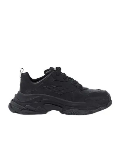 Balenciaga Triple S Sporty Leather Sneakers - Black