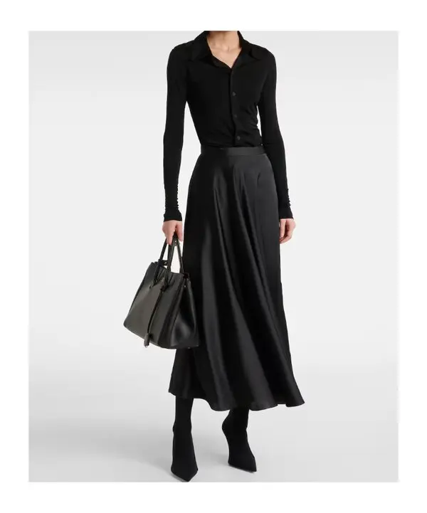 Balenciaga Asymmetric Satin Midi Skirt