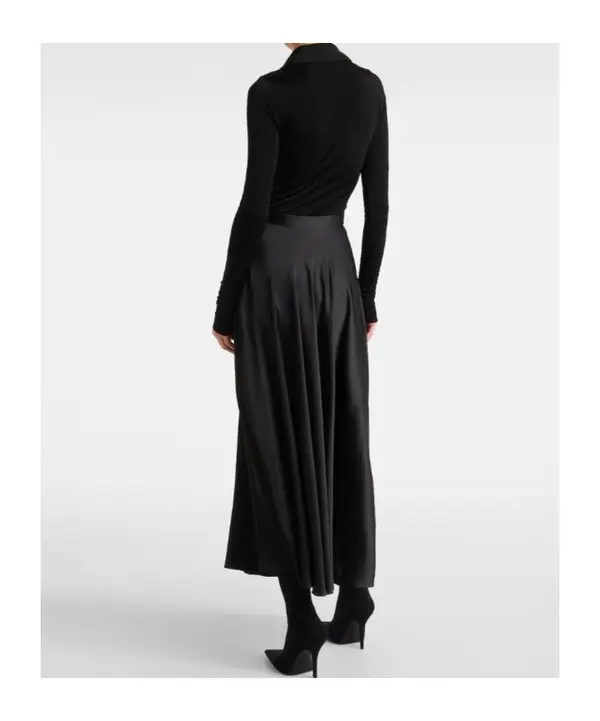 Balenciaga Asymmetric Satin Midi Skirt