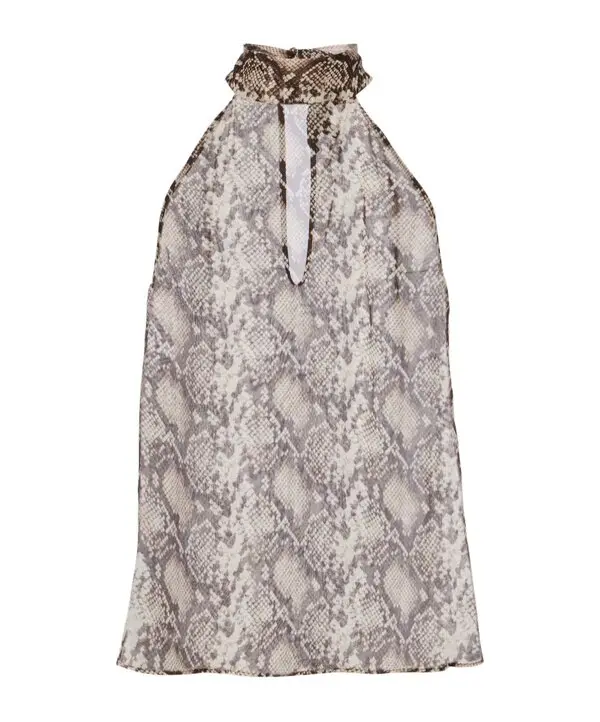 NILI LOTAN Sleeveless Snake Print Kaftan - Gray
