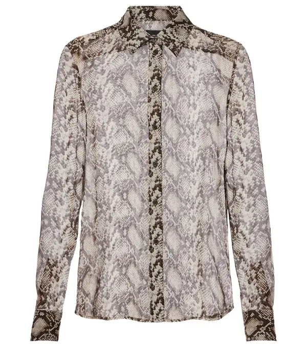 NILI LOTAN Gaia Snakeskin Print Silk Shirt