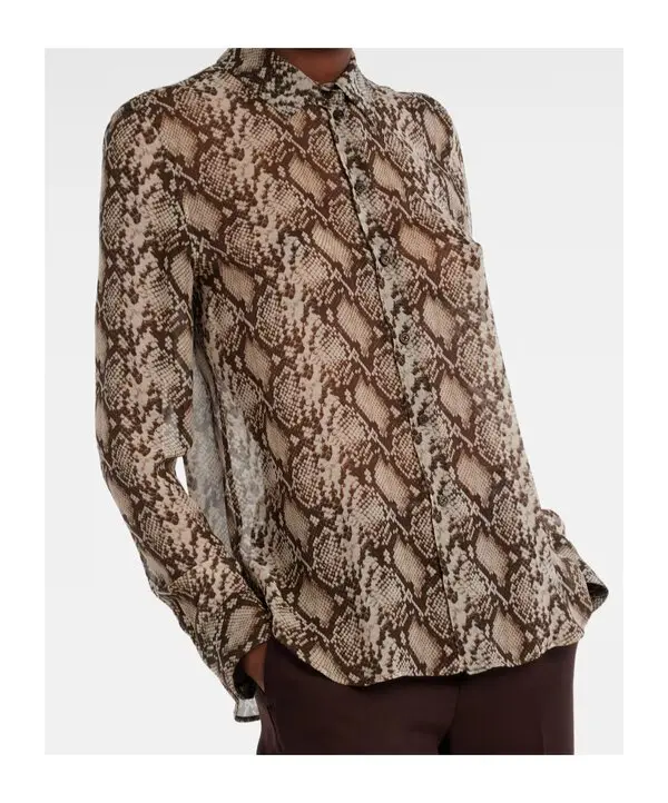 NILI LOTAN Gaia Snakeskin Print Silk Shirt
