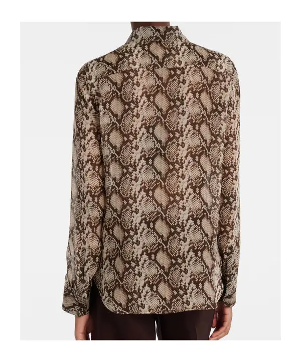 NILI LOTAN Gaia Snakeskin Print Silk Shirt