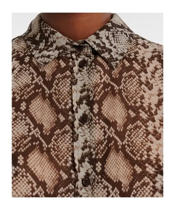 NILI LOTAN Gaia Snakeskin Print Silk Shirt