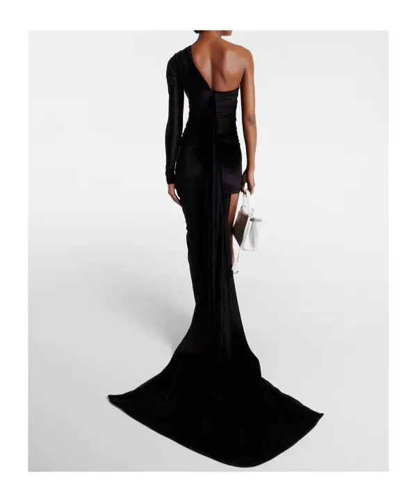 Balenciaga Asymmetric One-shoulder Velvet Gown