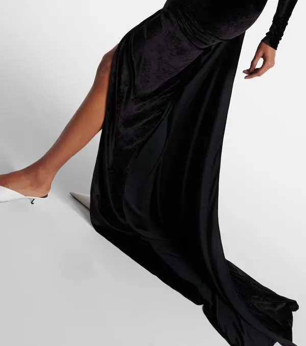 Balenciaga Asymmetric One-shoulder Velvet Gown