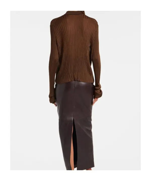 Khaite Ribbed-knit Sheer Polo Shirt