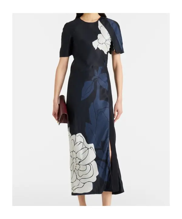 Victoria Beckham Floral Print Midi Dress
