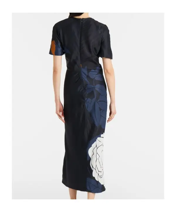 Victoria Beckham Floral Print Midi Dress