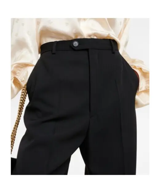 Balenciaga Mid-rise Wool Wide-leg Pants