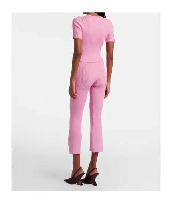 COURREGES Belted Ribbed-knit Capri Pants
